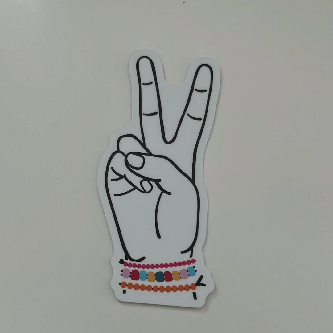 Sticker, Peace Hand W/ Beads – Be-a-Bella Candy & Gifts